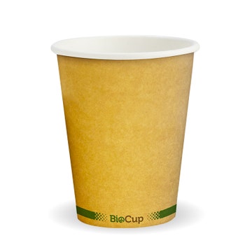 Kraft Green Stripe BioCups - Single Wall – Fleurieu Food Services