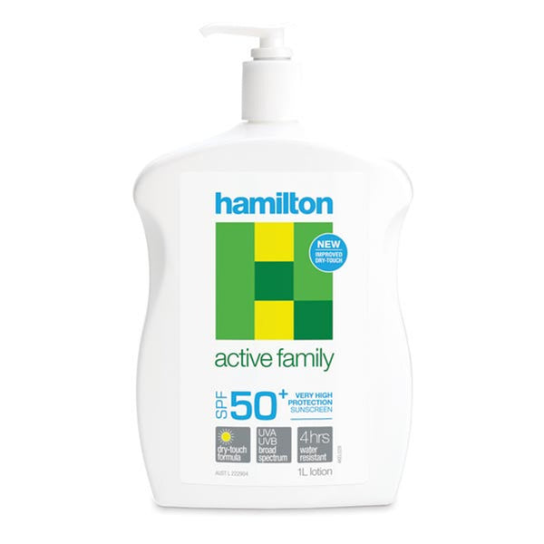 Hamilton Active Family Sunscreen SPF50+ 1L Pump Bottle – Fleurieu Food ...